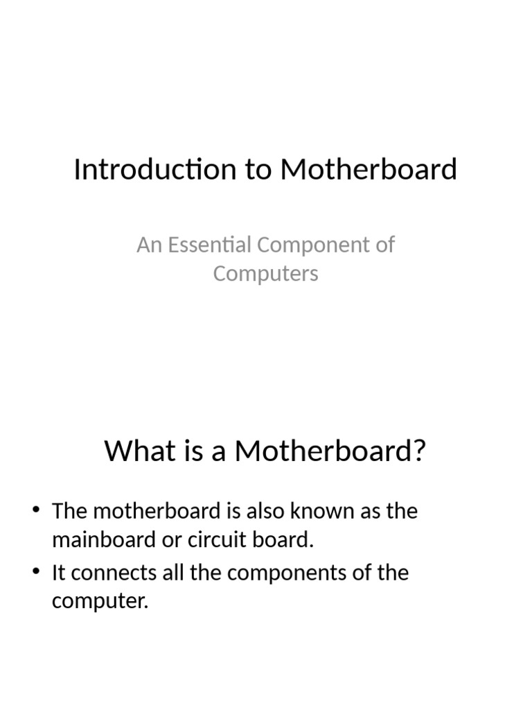 Overview of Motherboard Essentials | PDF