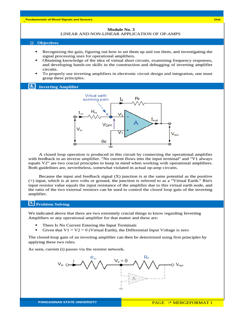 Linear and Non-Linear-Applications of Op Amp | PDF | Operational Amplifier | Amplifier