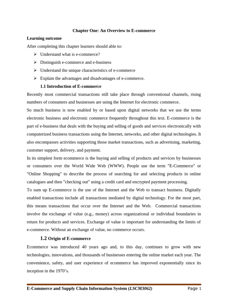 CHAPTER 1 | PDF | E Commerce | Electronic Business