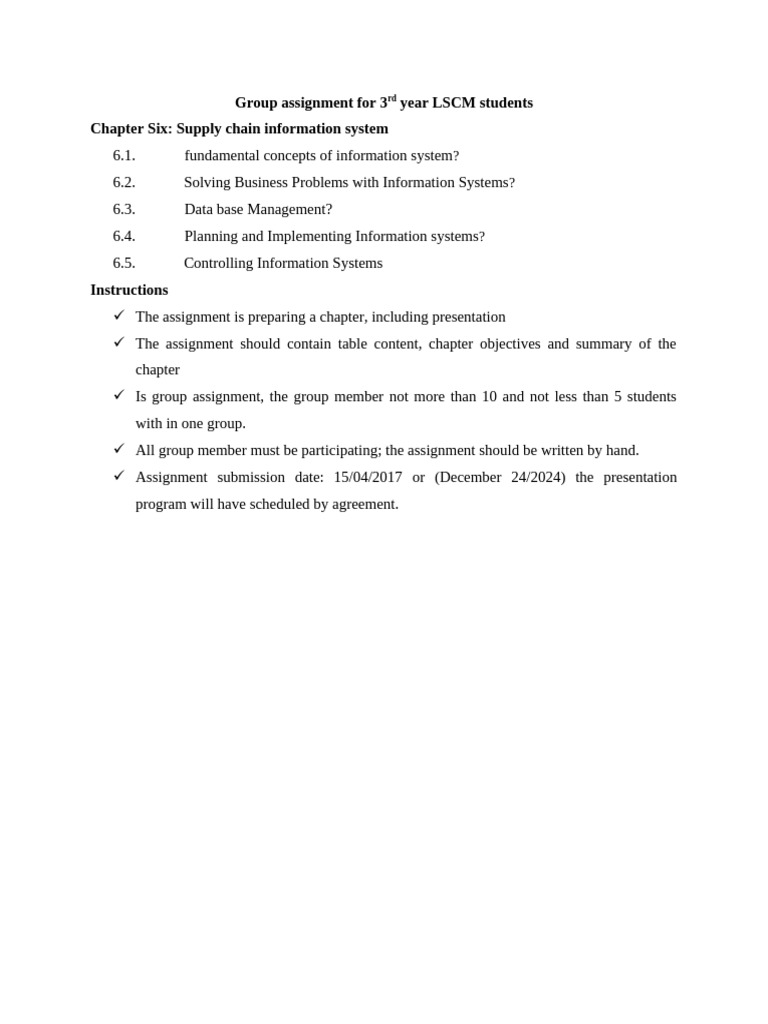 G. Assignment For 3rd Year LSCM | PDF