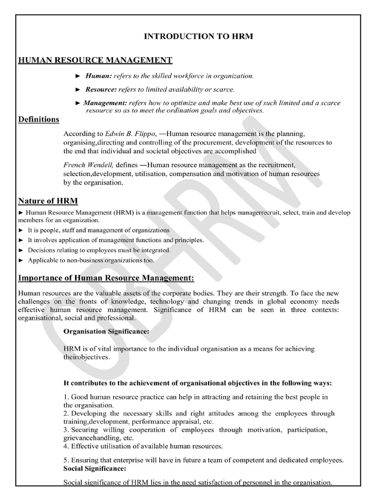 Module 1 Introduction to HRM | PDF