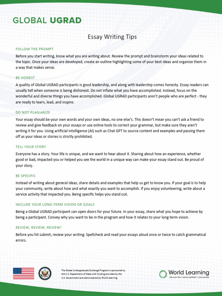 Global UGRAD Essay Writing Tips | PDF