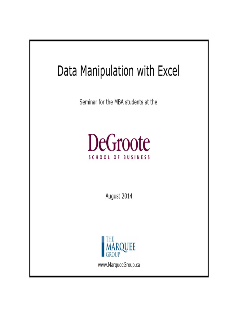 17. Data manipulation with excel Author Degroote School of business ... 17. Data manipulation with excel Author Degroote School of business ...