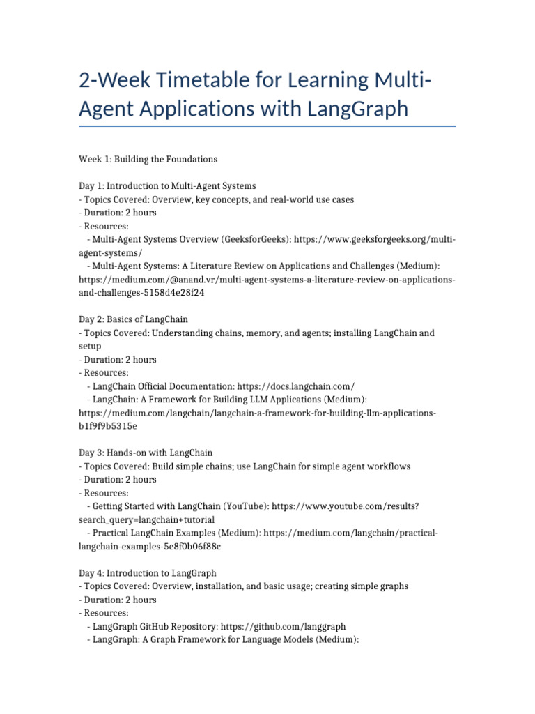 LangGraph Learning Timetable | PDF | Workflow | Computer Programming
