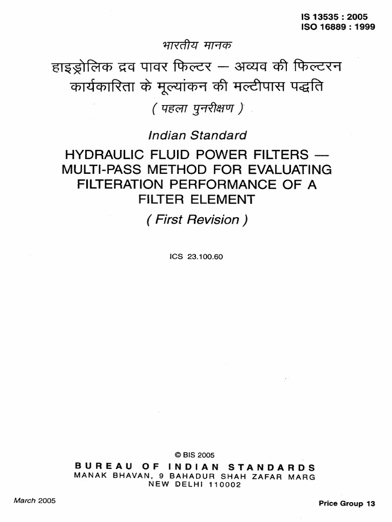 Hydraulic Filter Performance Standards | PDF | Filtration | Flow ...