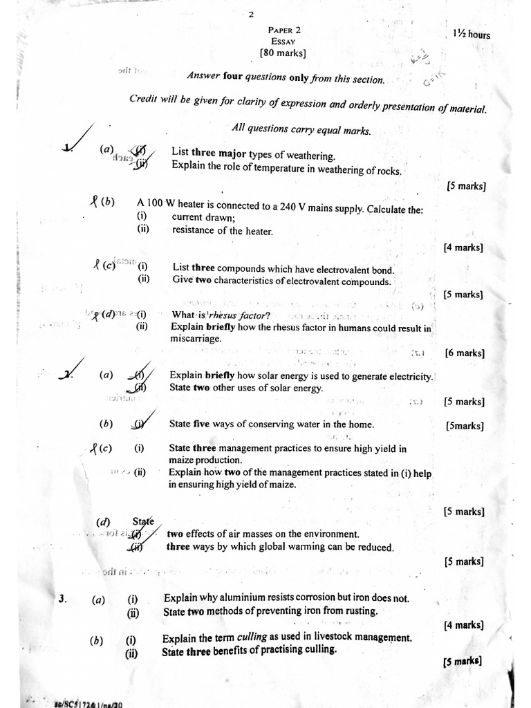 2020wassce Int Sci Paper | PDF
