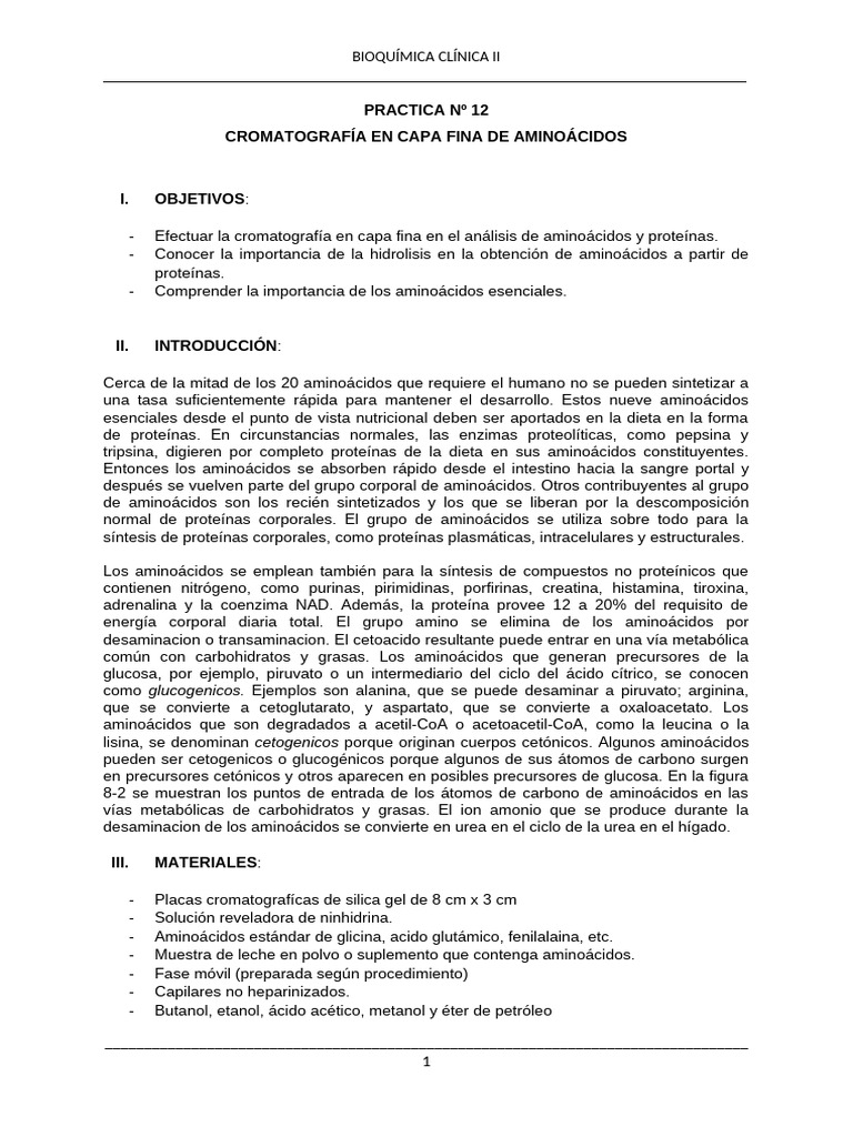 PRACTICA N 12 BCII 2024 CCF de AA | PDF | Proteínas | Aminoácidos