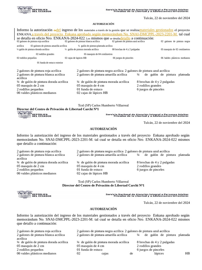 Autorización Documentación Enkana | PDF