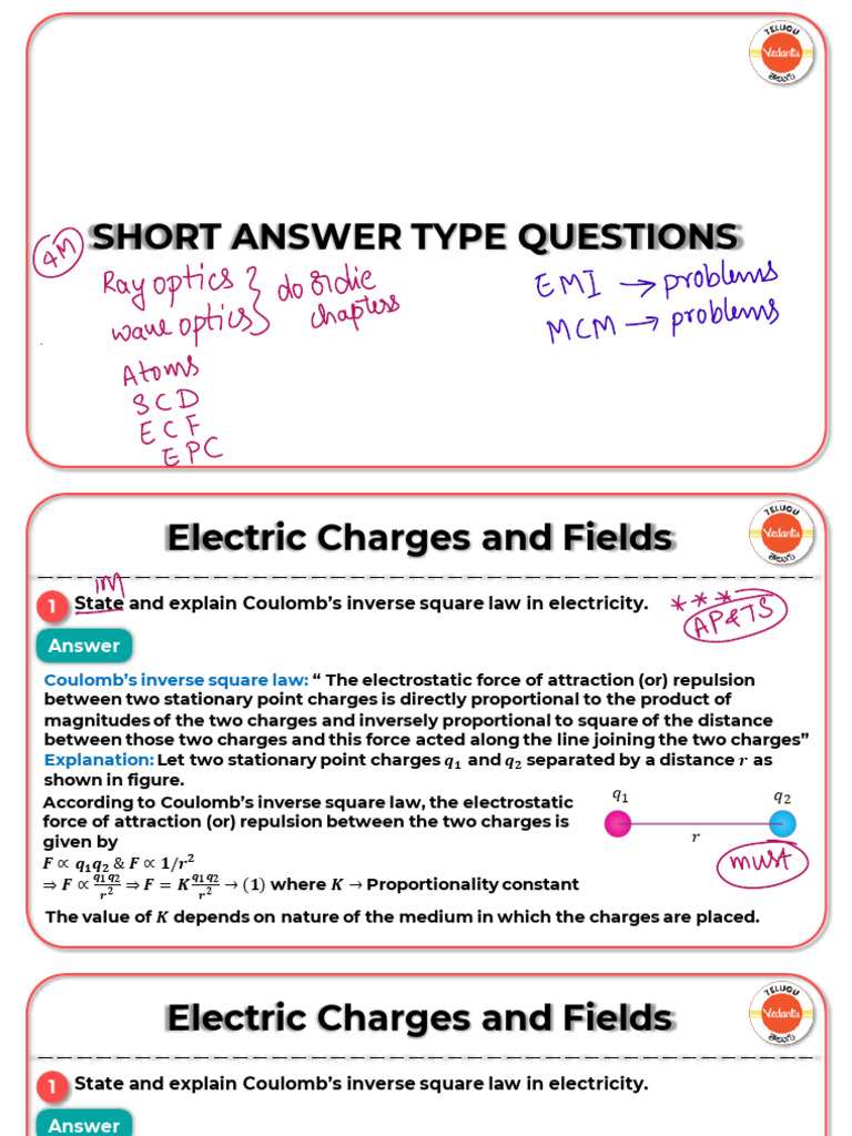 Physics - Priority A Chapters PYQs (JEE Main 2024 - 2019) - MathonGo | PDF | Electrostatics ...
