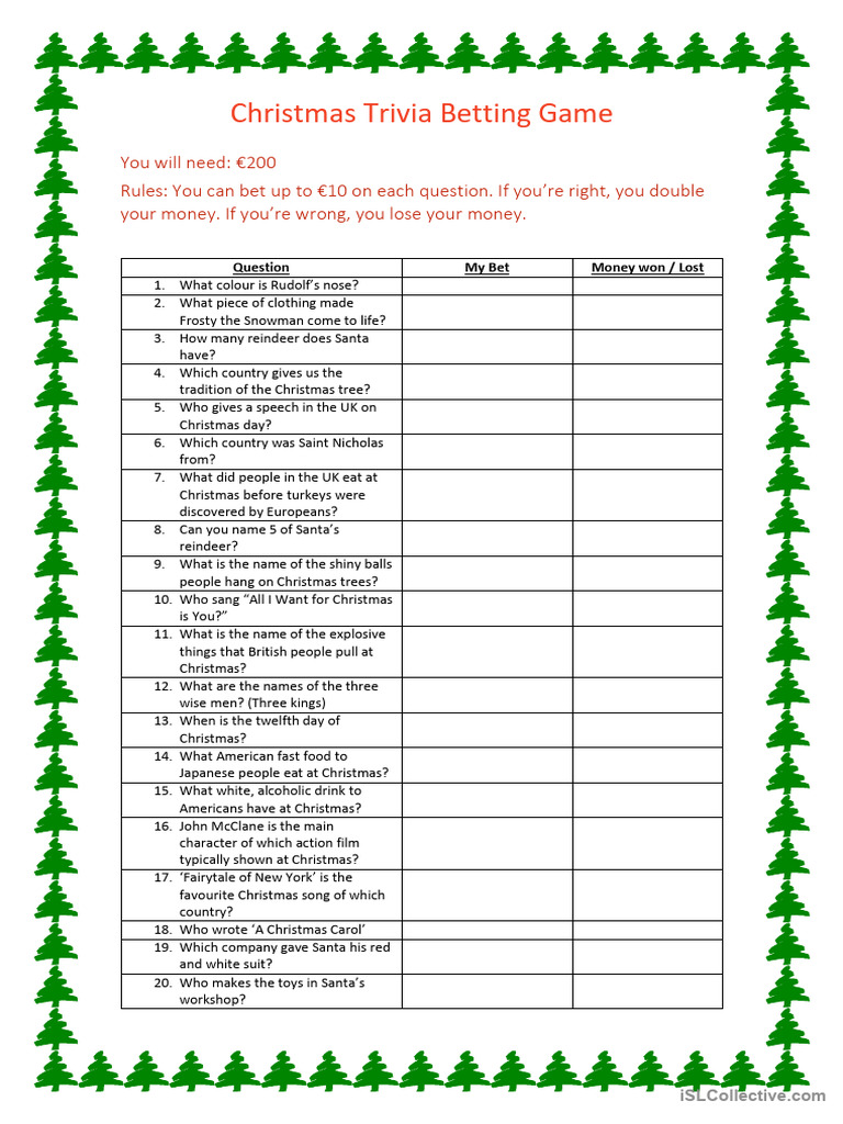 Christmas Trivia Betting Game Guide | PDF | Santa Claus | Santa Claus's ...