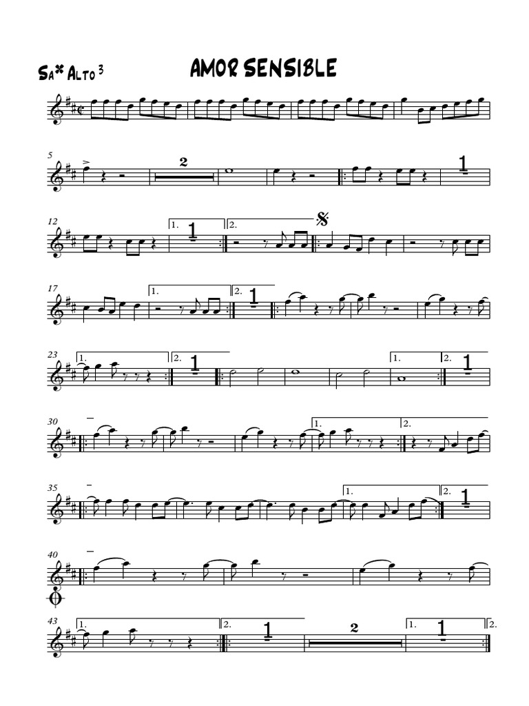 AMOR SENSIBLE - Sax Alto 3 | PDF