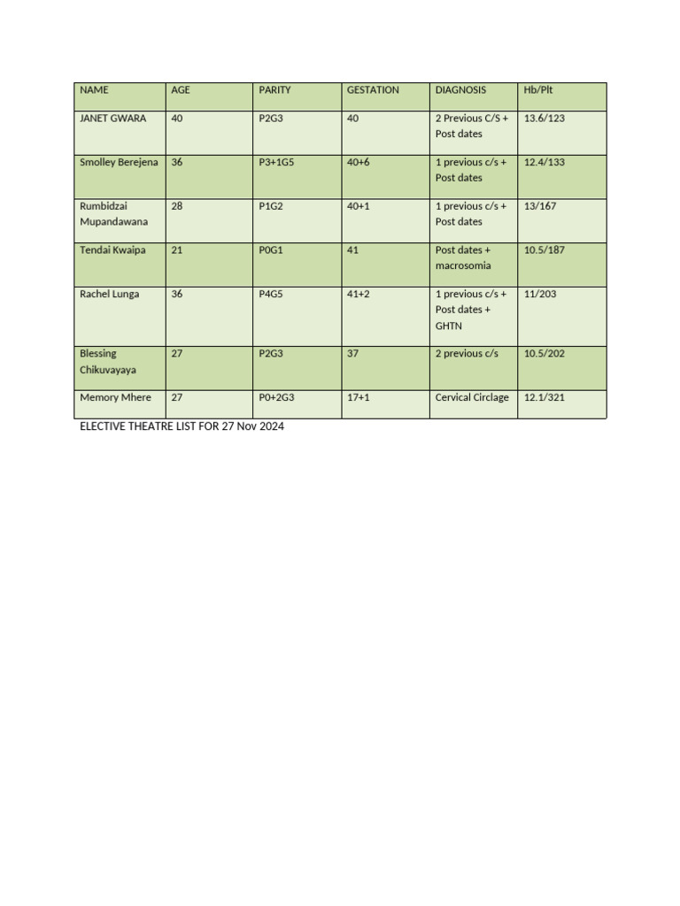 Elective Theatre List 27-11-24 | PDF
