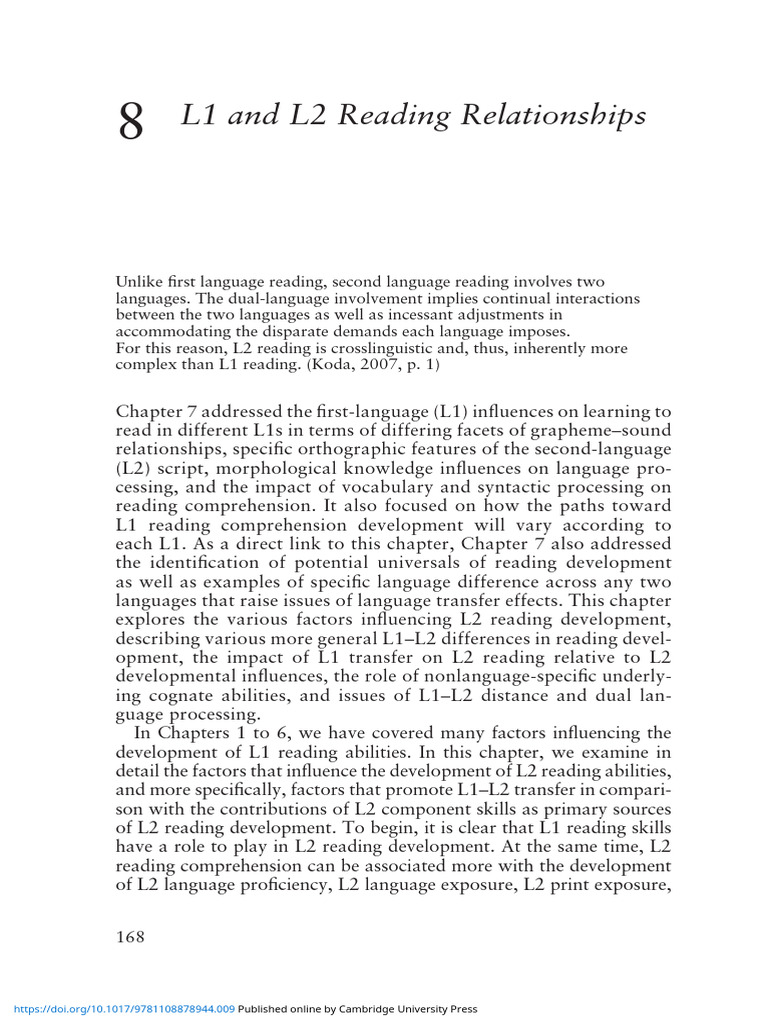l1 and l2 Reading Relationships | PDF | Second Language | Multilingualism