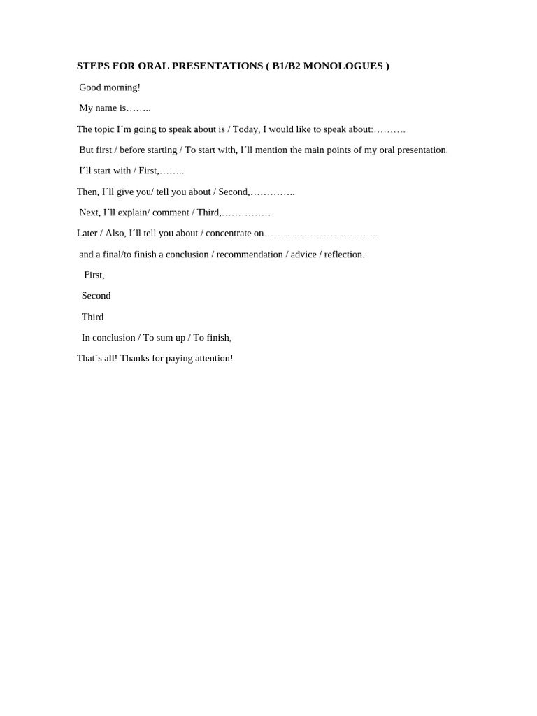 B1-B2 Individual Oral Presentation Steps | PDF