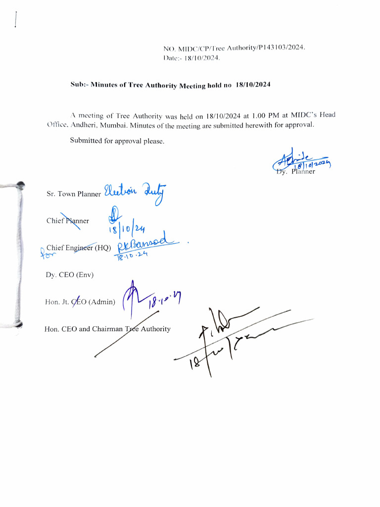 MIDC Tree Authority Meeting Minutes | PDF