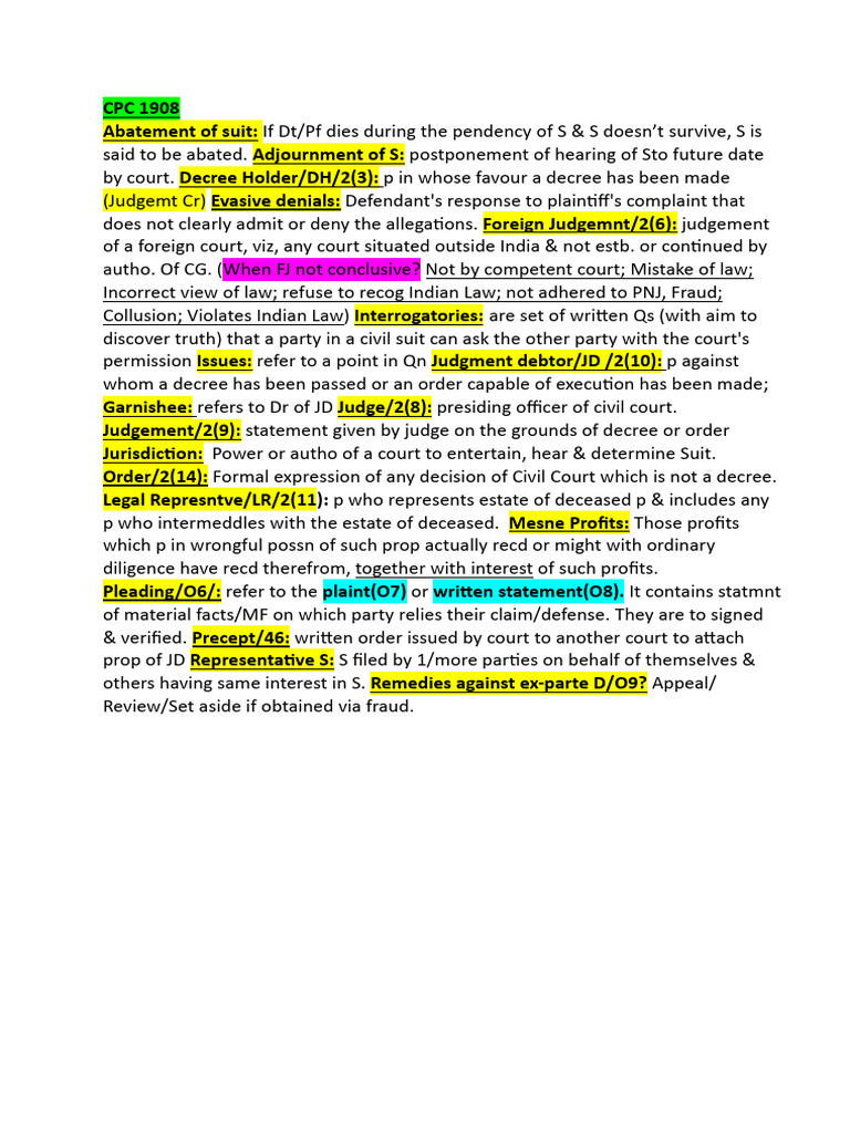 CPC 1908 | PDF | Judgment (Law) | Lawsuit