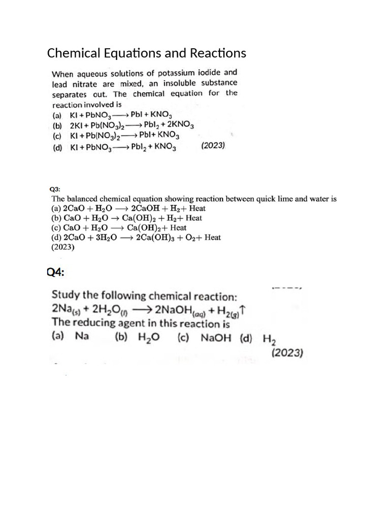 Understanding Chemical Equations | PDF