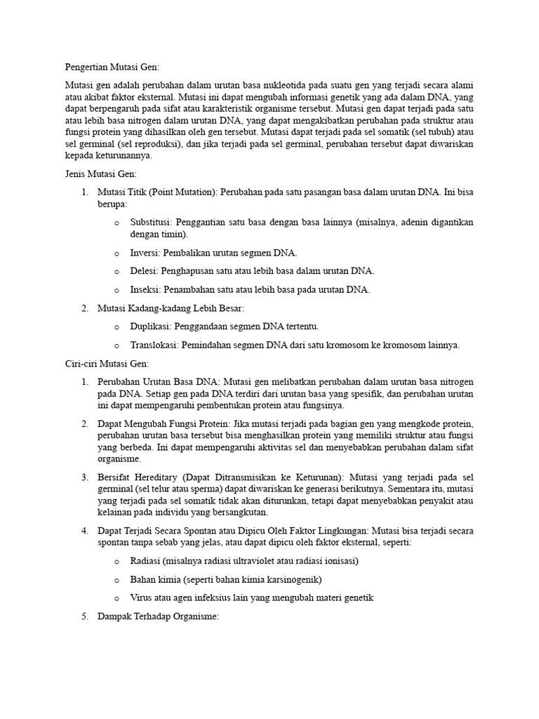Mutasi Gen.daniel.S | PDF