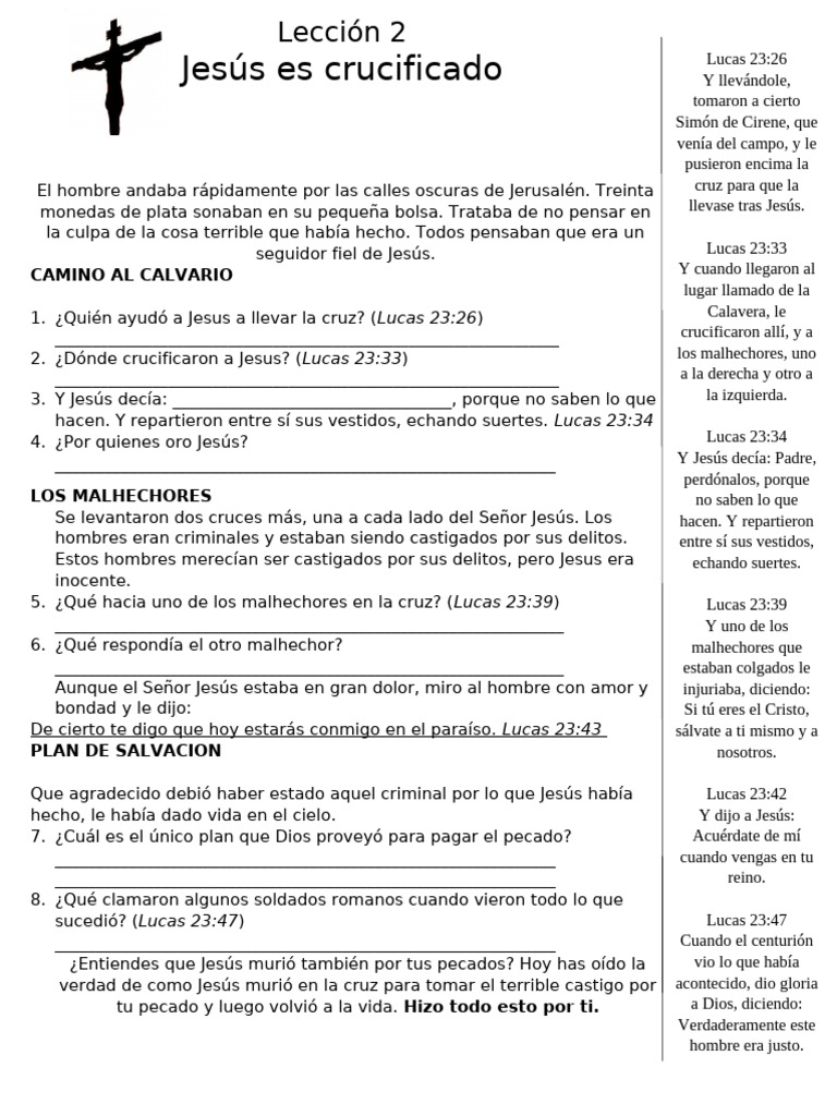 Leccion 2 Jesus es crucificado | PDF | Jesús | Creencia y doctrina cristiana