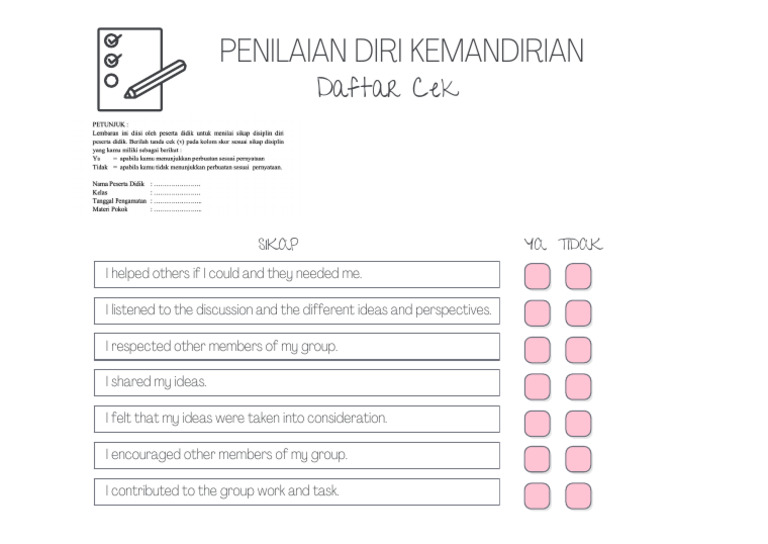 Group Work Self-Assessment Worksheet | PDF