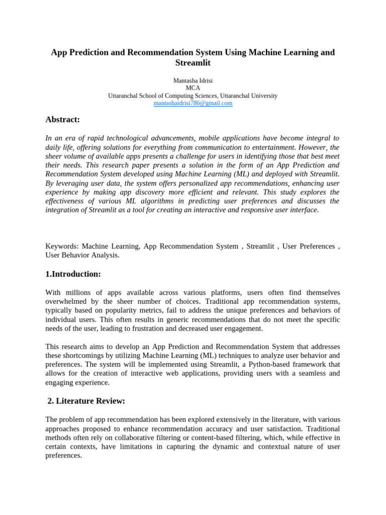 App Recommendation System with ML | PDF | Machine Learning | Deep Learning