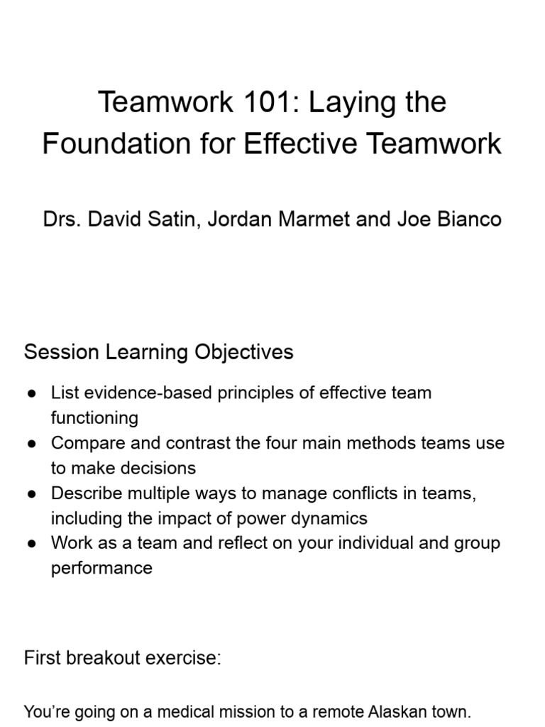 Teamwork-student Version (W_out Speaker Notes).Pptx | PDF | Decision ...