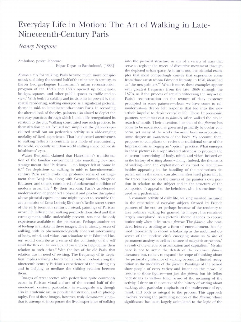 Lif Inmotion Art of Walking in Late 19th Century Paris | PDF | Mind ...