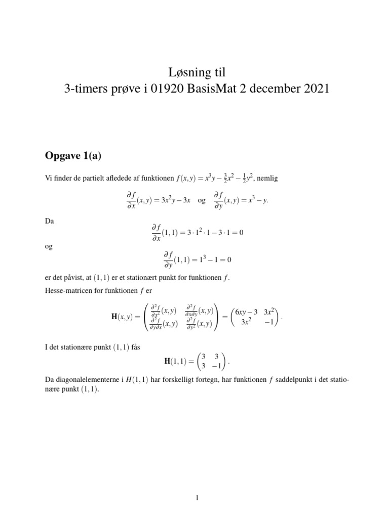 Losning Eksamen BasisMat 2 E 21 | PDF