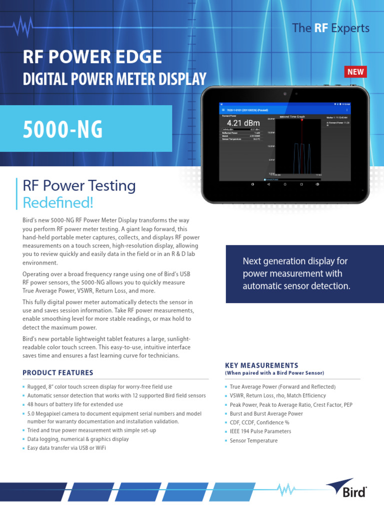 Bird-Digital-Power-Meter-Display-RF-Power-Edge-5000-NG | PDF | Usb | Wi Fi