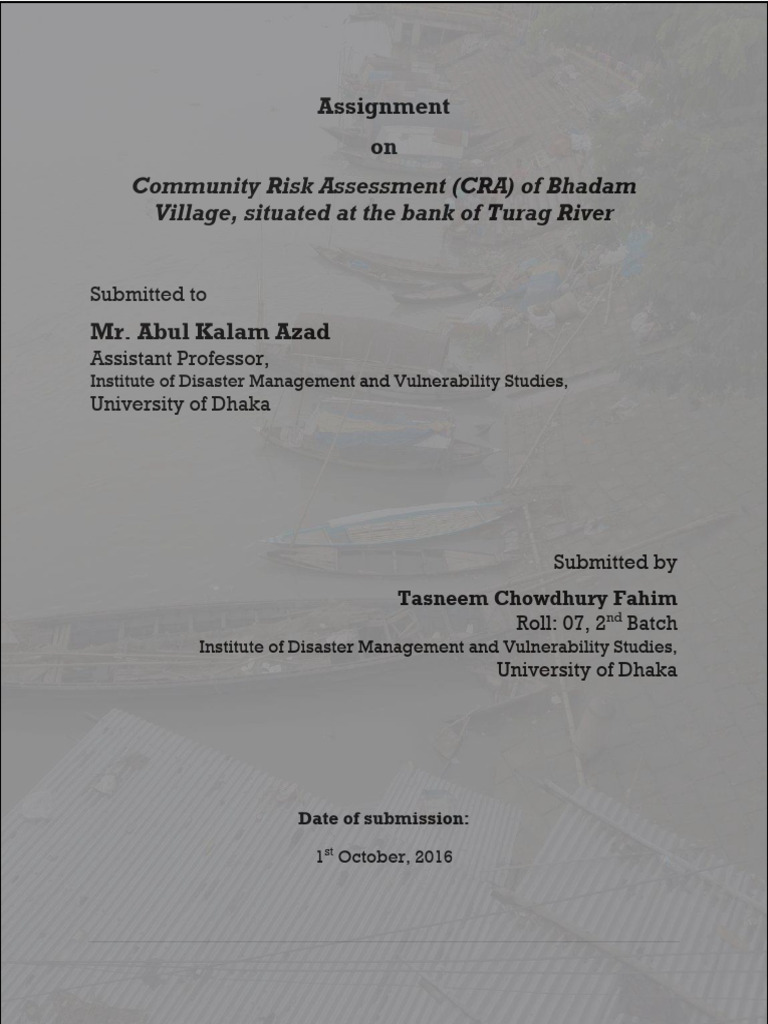 (Amtali union) Community_Risk_Assessment of_Bhadam | PDF | Risk | Hazards