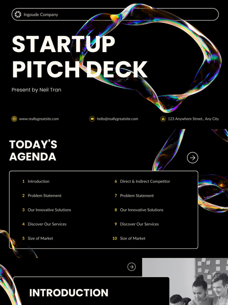 Black Elegant and Modern Startup Pitch Deck Presentation | PDF