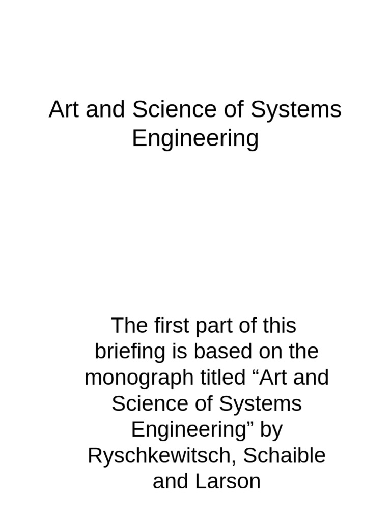 Lecture 22 - Balancing Art and Science of Systems Engineering | PDF ...