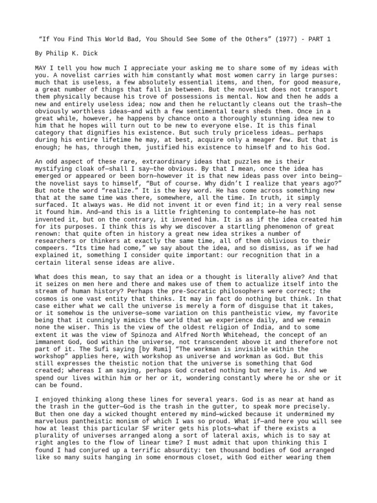 Philip Dick Metz Speech | PDF | Concept | Memory