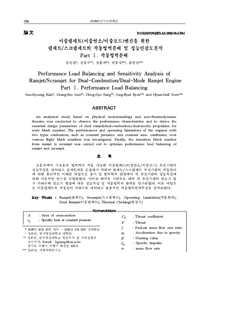 Performance Load Balancing and Sensitivity Analysis of Ramjet ...