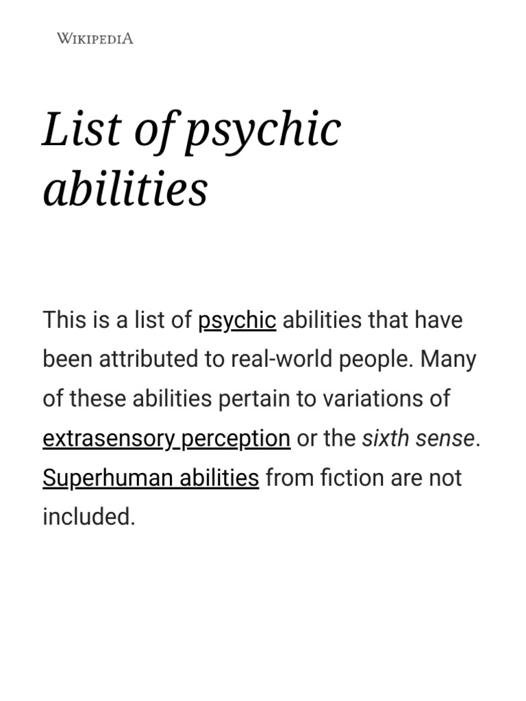 List of Psychic Abilities | PDF | Extrasensory Perception | Telepathy