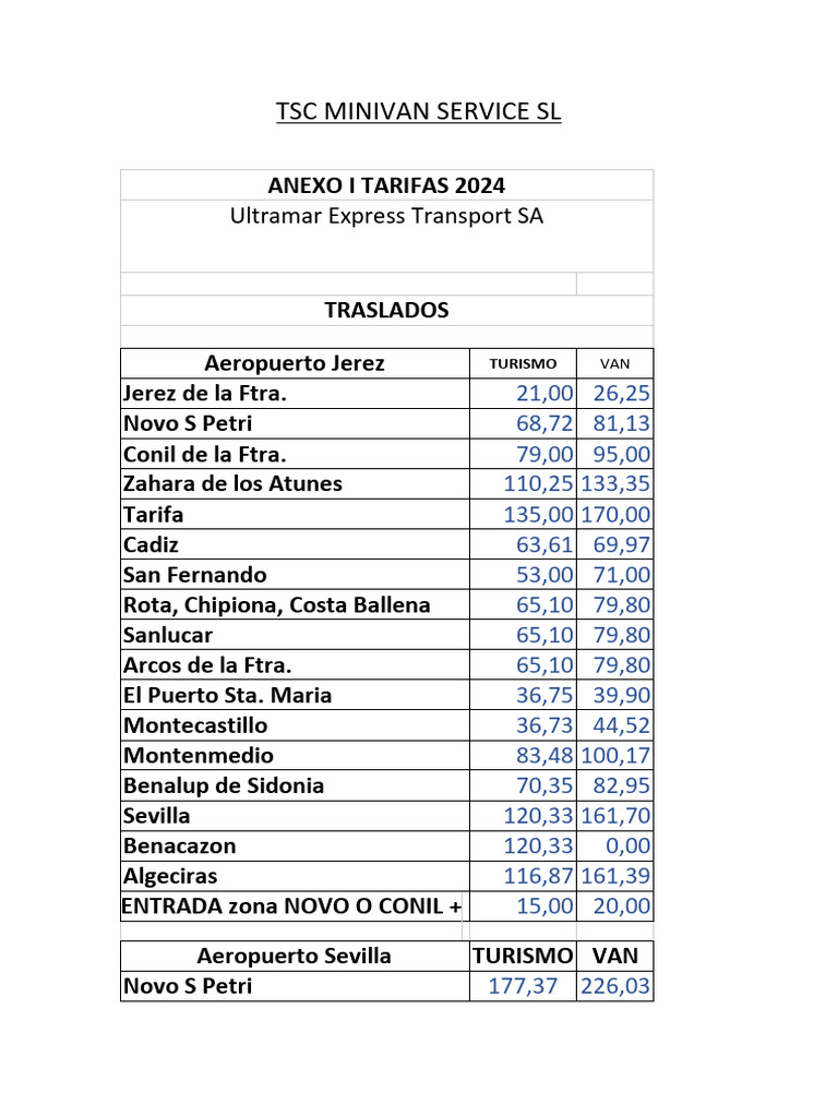 Ultramar Tarifas 2024 PDF Transfers & Cruceros | PDF