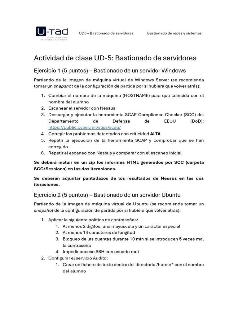 Actividad UD5 - Bastionado de Servidores | PDF | Archivo de computadora | Software utilitario
