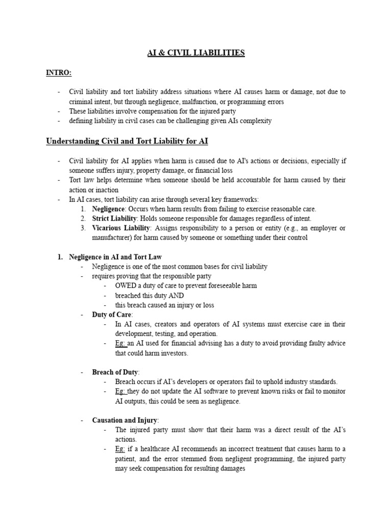 AI & Civil Liabilites | PDF | Legal Liability | Negligence