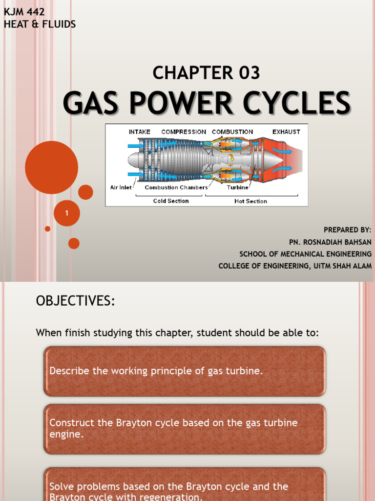 Chapter 3 Gas Power Cycles - Lecturer | PDF | Internal Combustion Engine | Gas Turbine