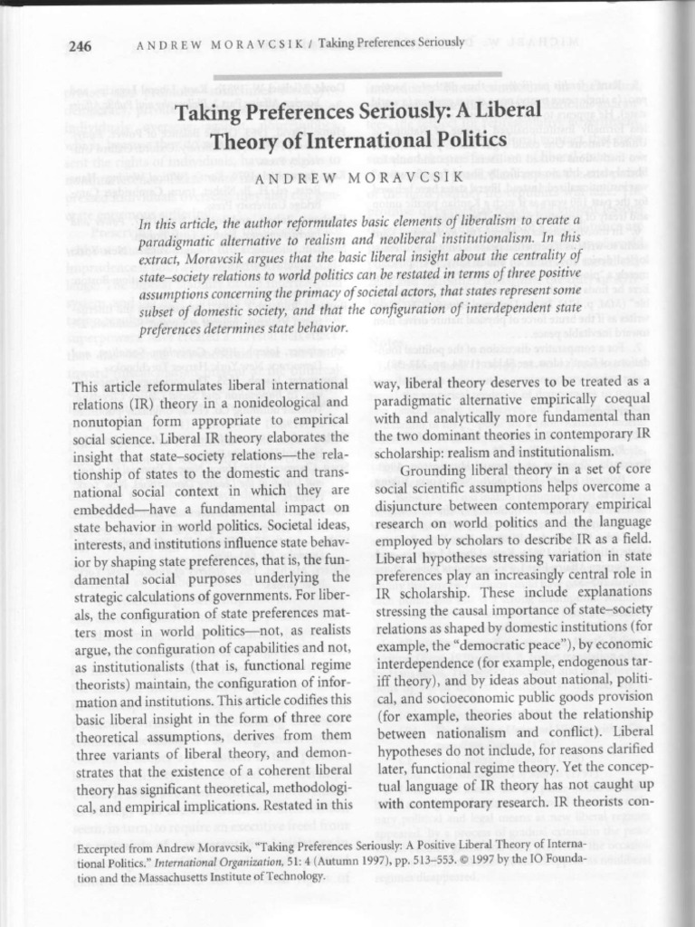 Reformulating Liberal IR Theory | PDF | Institution | Externality