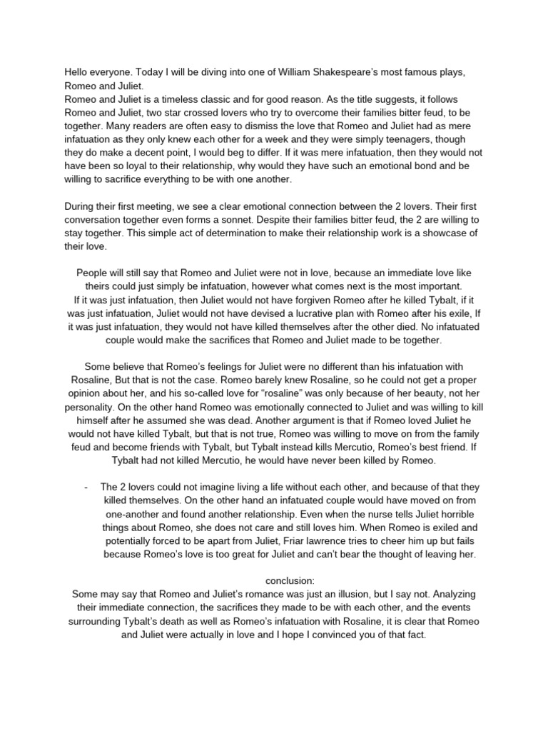 English Speech | PDF | Romeo And Juliet