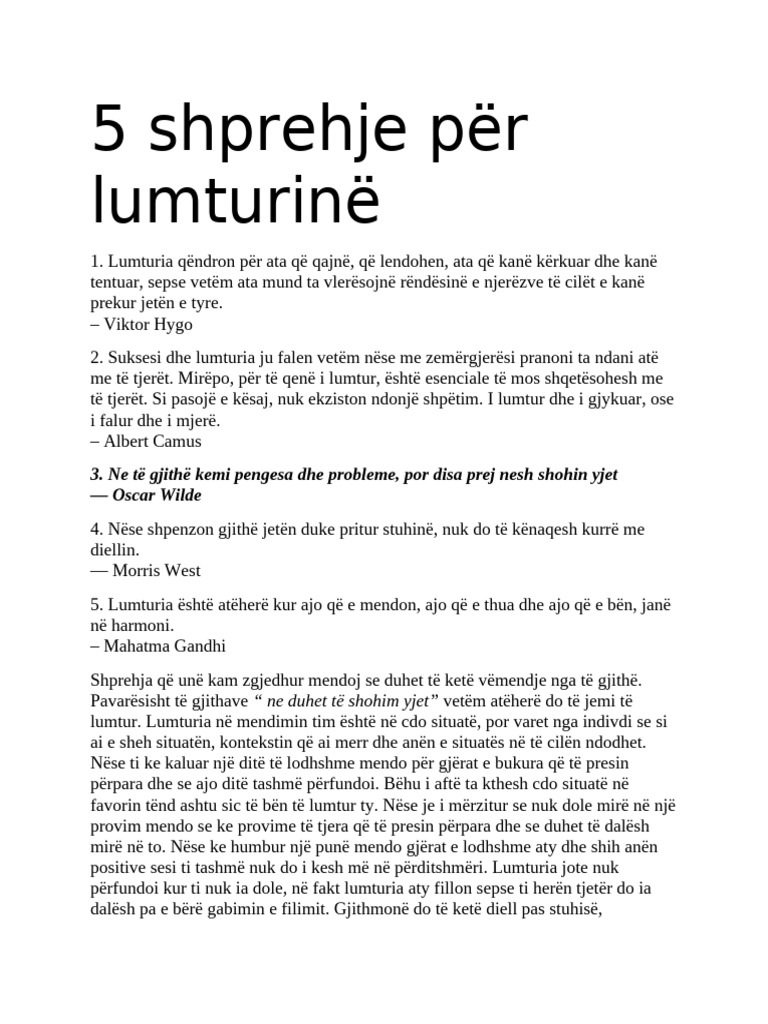 5 Shprehje Për Lumturinë | PDF