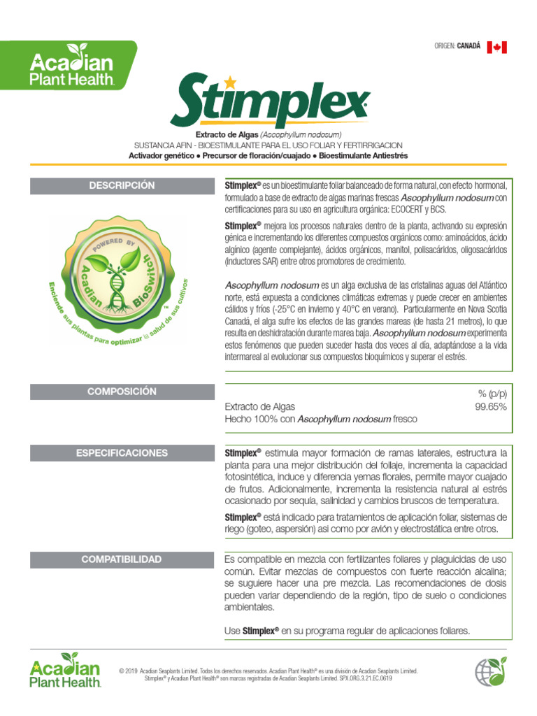 Fichas Técnicas Stimplex | PDF | Algas | Plantas