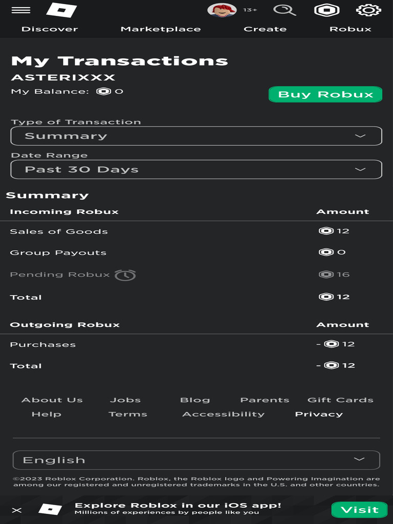 My Transactions - Roblox | PDF