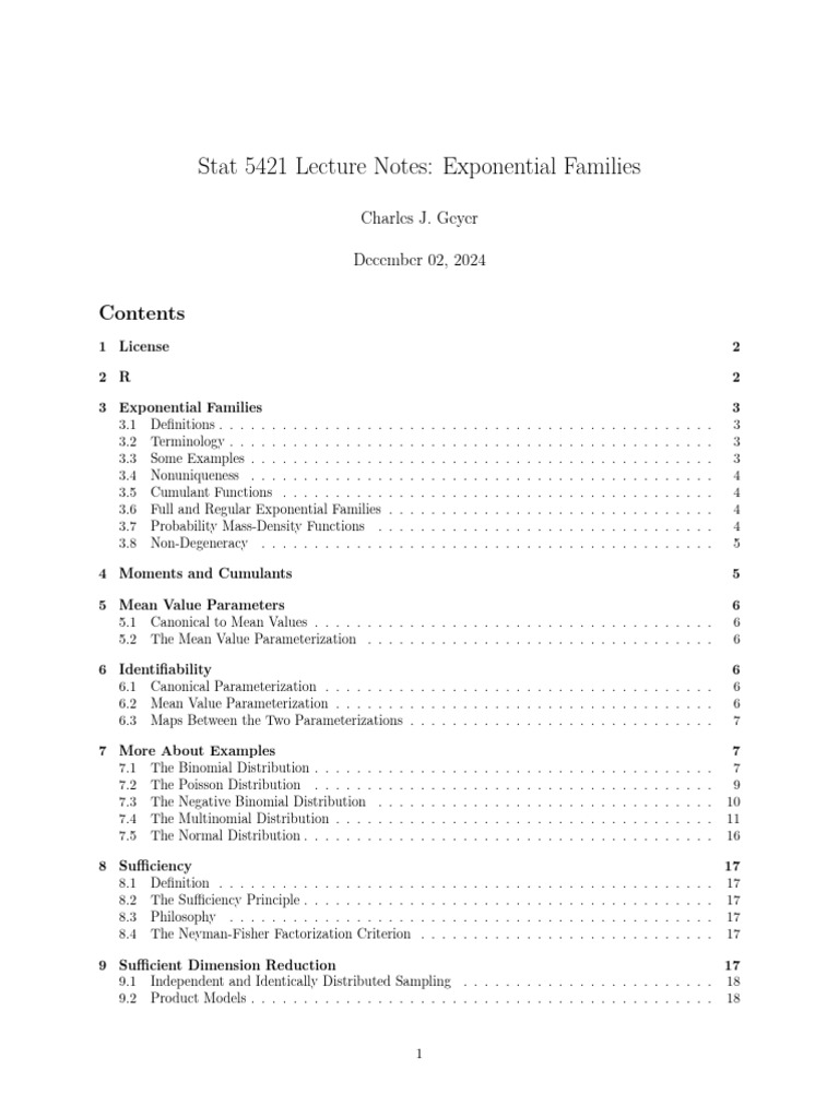 exponential family | PDF | Function (Mathematics) | Regression Analysis