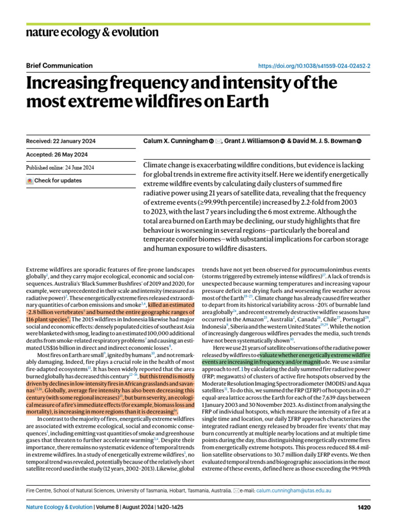 Cunningham Etal 2024 Pdf Wildfire Forests
