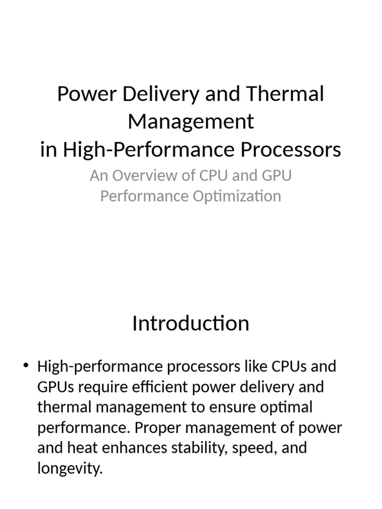 Power Delivery and Thermal Management in Processors | PDF