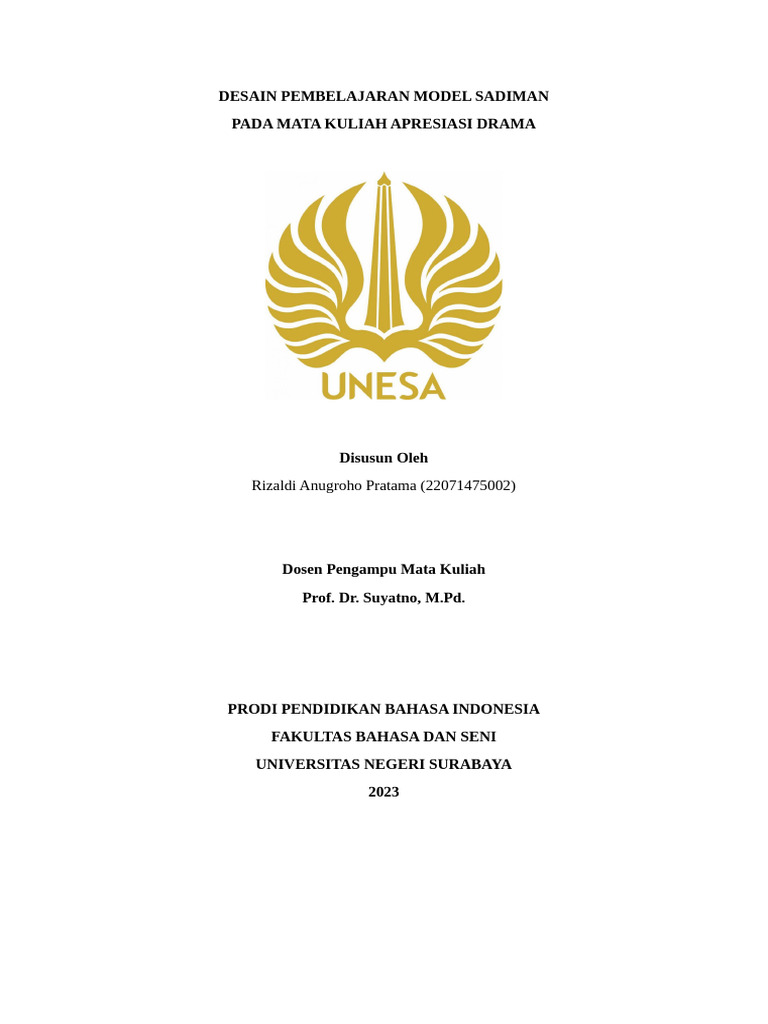 Desain Pembelajaran SADIMAN Drama | PDF