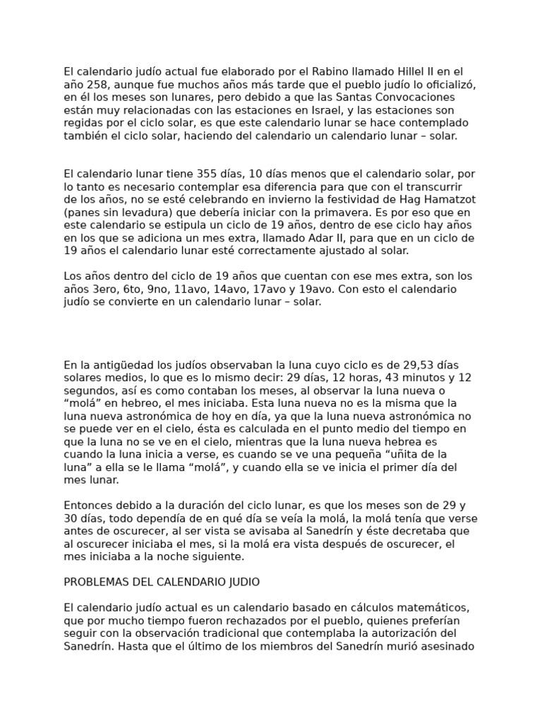 El Calendario Judío | PDF | Calendario hebreo | Calendario