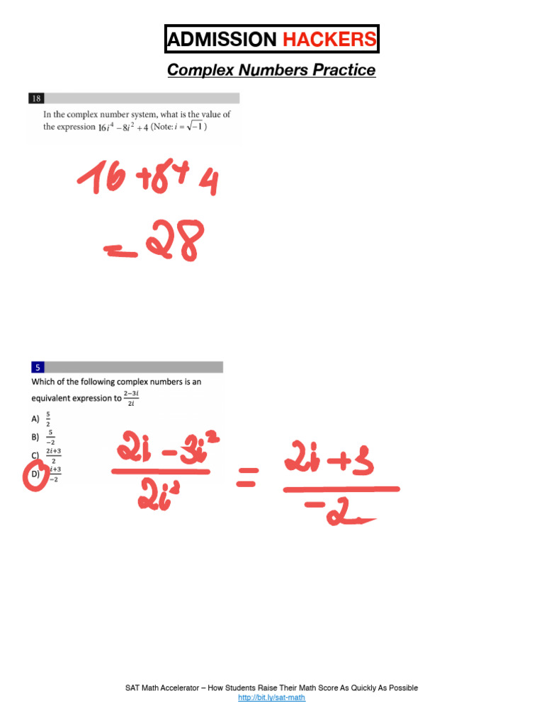 Complex Numbers Practice | PDF